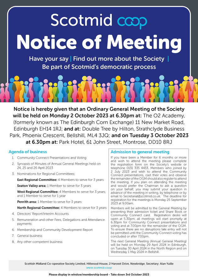 Notice of Meeting - Scotmid Co-operative